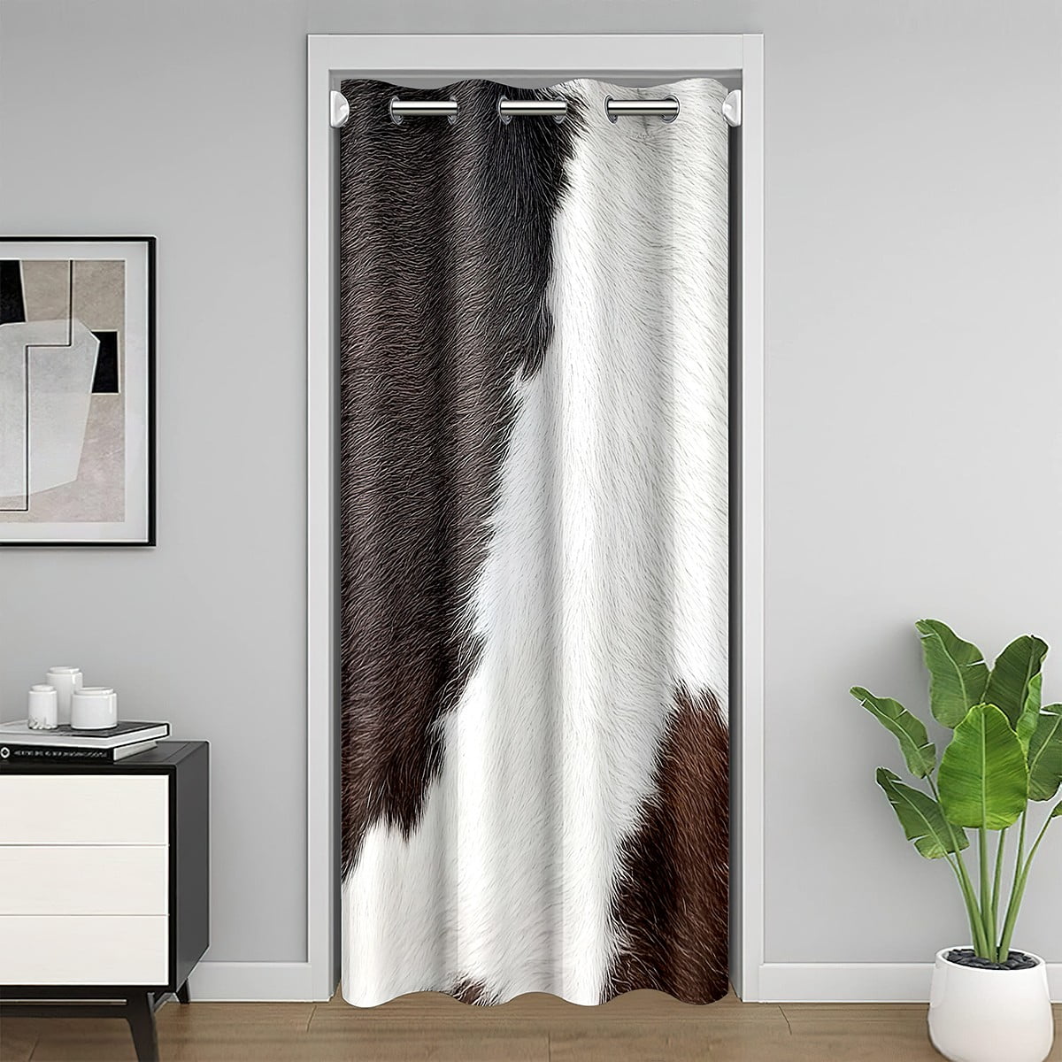 Cowhide Door Curtain for Doorway Privacy,Brown Cow Print Blackout ...