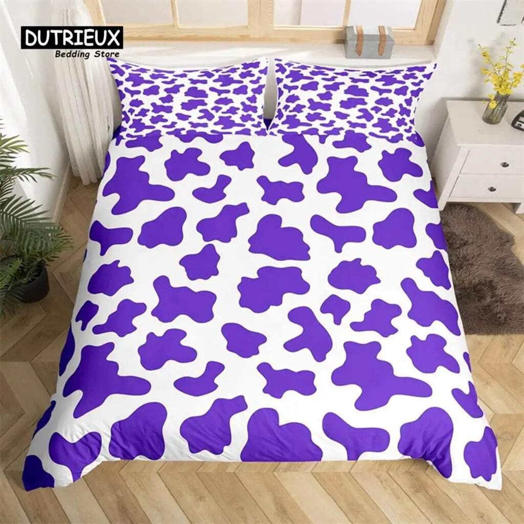 Cowhide Duvet Cover Milk Cow Print Bedding Set Microfiber Western Farm ...