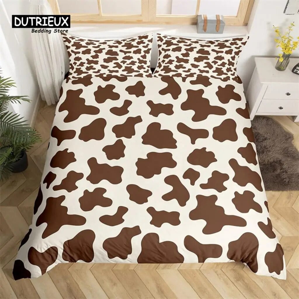 Cowhide Duvet Cover Milk Cow Print Bedding Set Microfiber Western Farm ...
