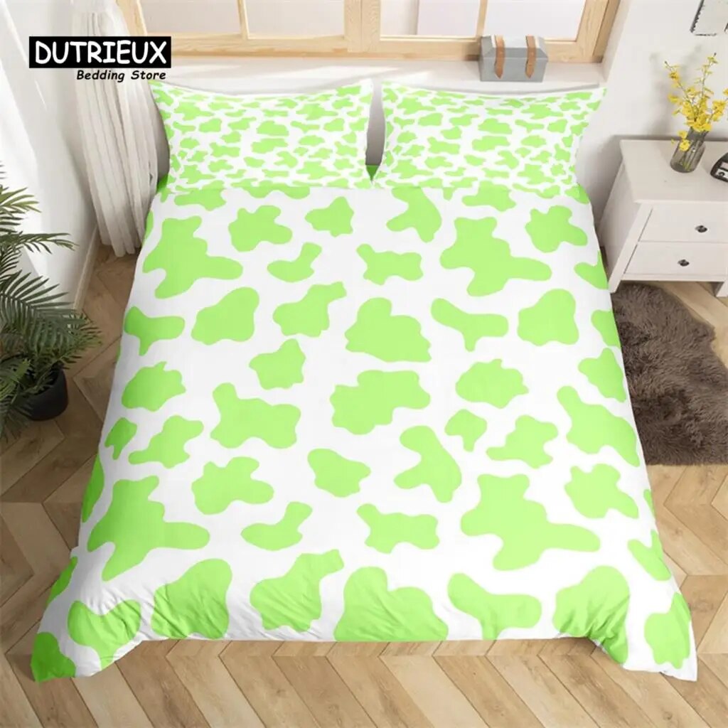 Cowhide Duvet Cover Milk Cow Print Bedding Set Microfiber Western Farm ...