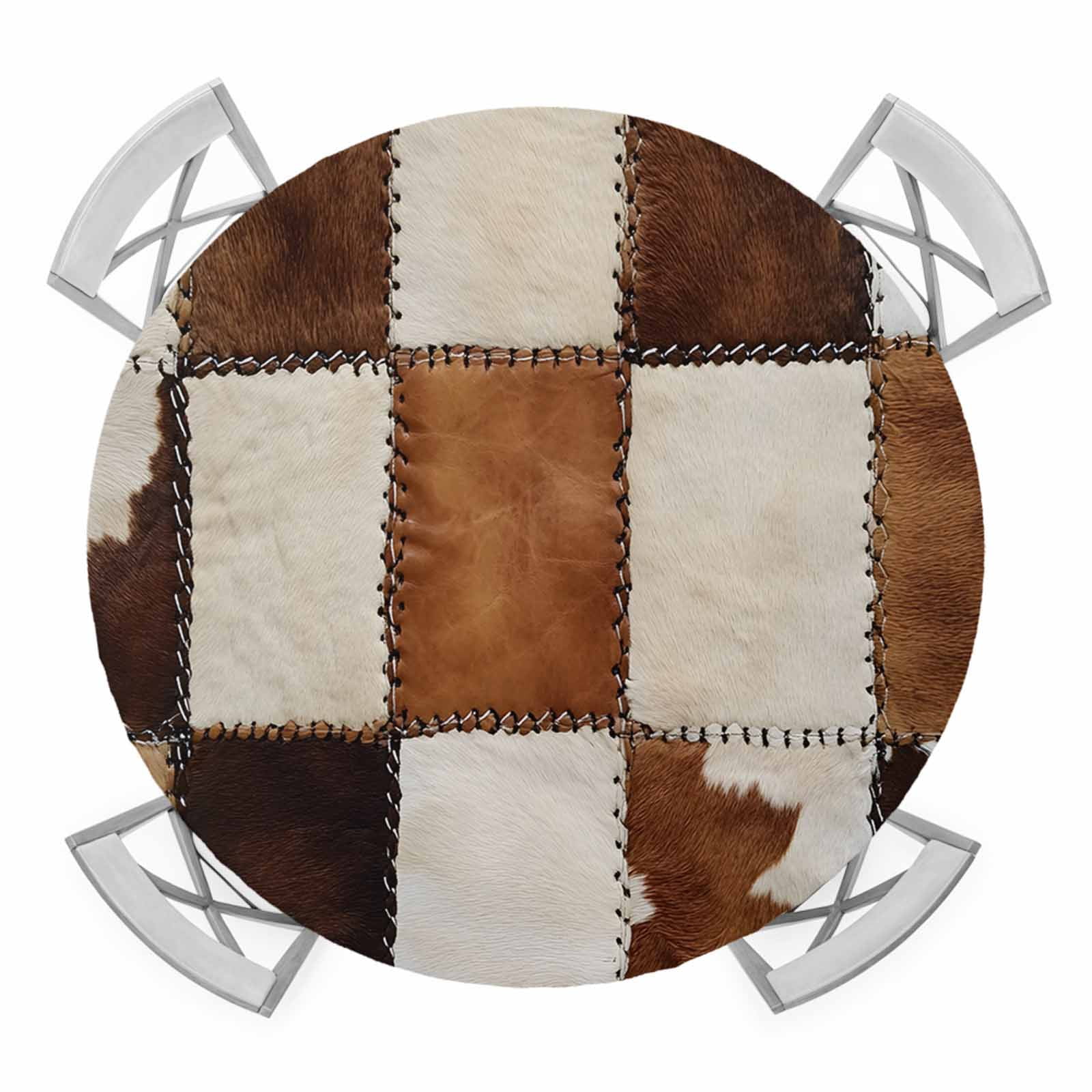 Cowhide Elastic Fitted Round Table Cover Cow Fur Print Farm Animal Skin ...
