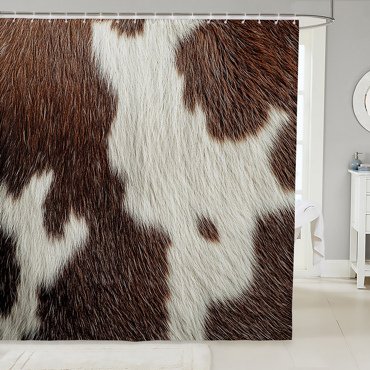 Cowhide Fabric Shower Curtain Cow Print Shower Curtain Western Cowboys ...