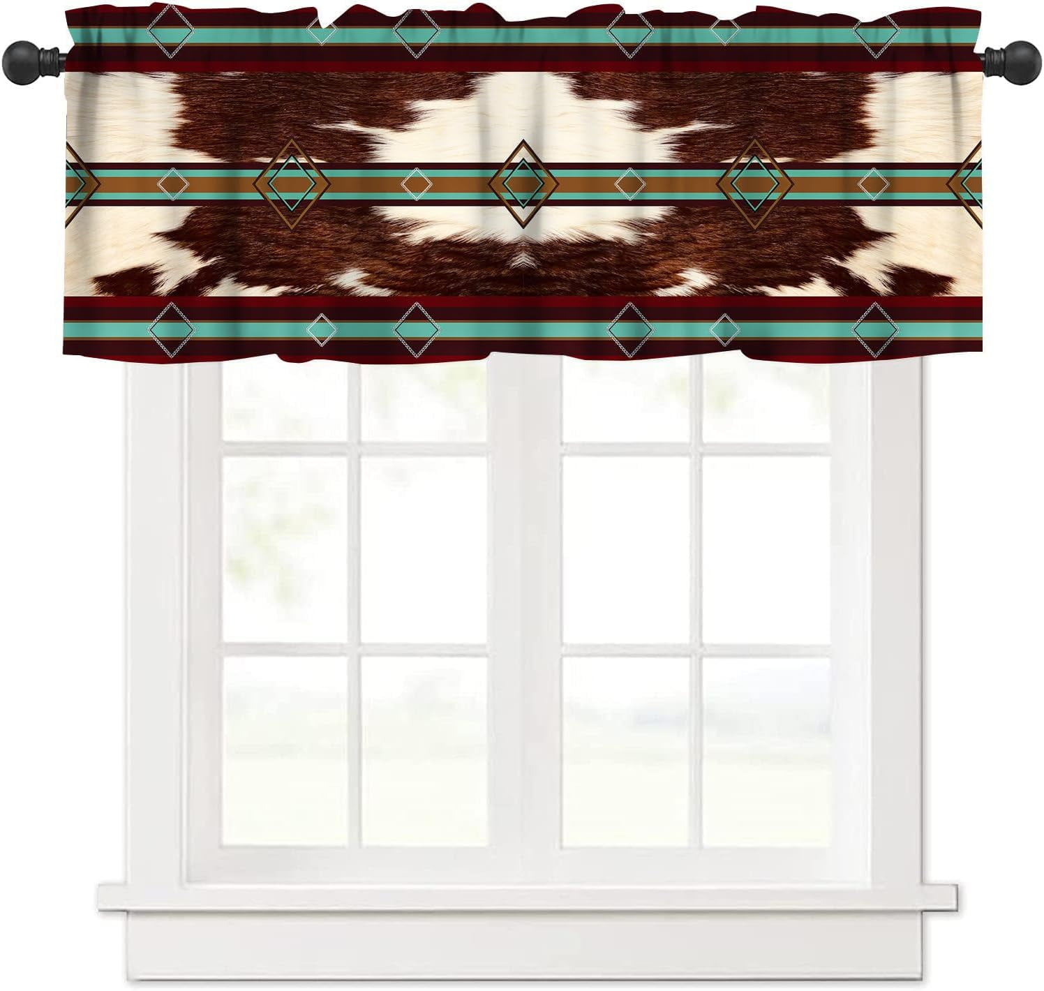 Cowhide Fur Valance Curtain,Vintage Country Western Aztec Cowhide Fur ...