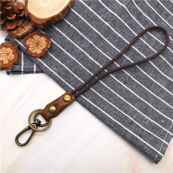 Cowhide Genuine Leather Lanyard Neck strap for mobile phone badge keys ...