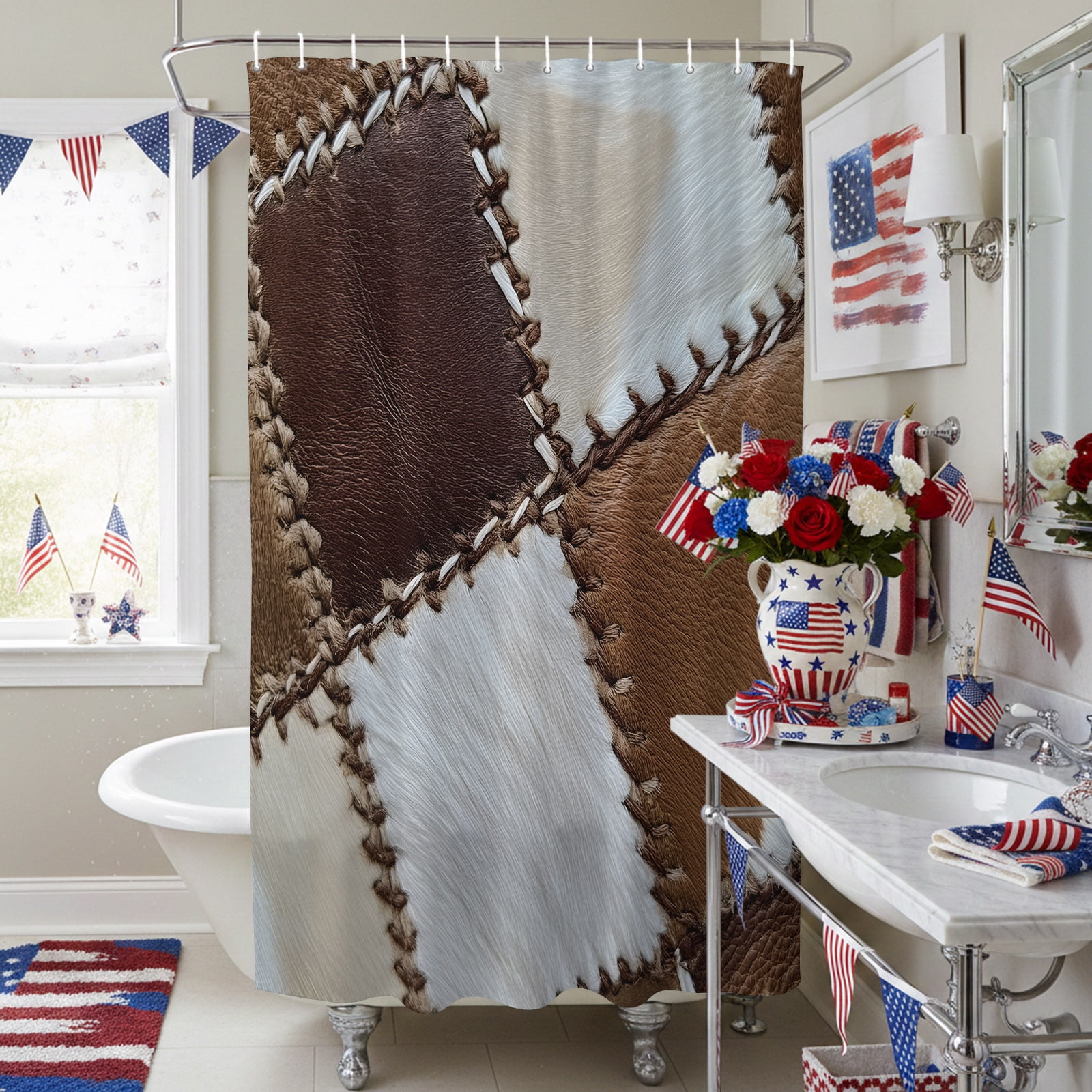 Cowhide Leather Animal Print Texture Shower Curtain for Bathroom ...