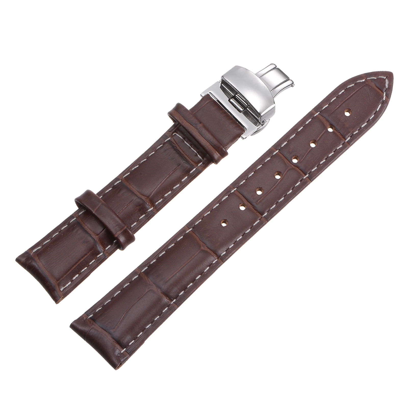 Uxcell Leather Band Replacement Kit Deployment Buckle Watch Strap 20mm ...