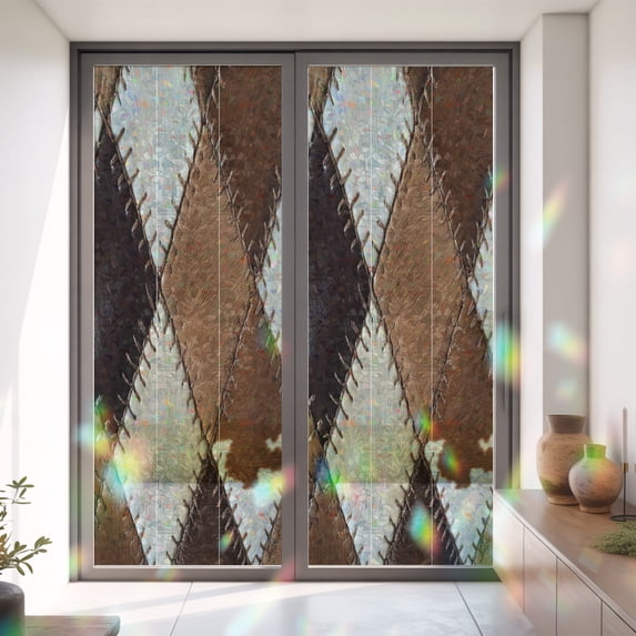 Cowhide Leather Collage Art Window Privacy Film, Rainbow Film ...