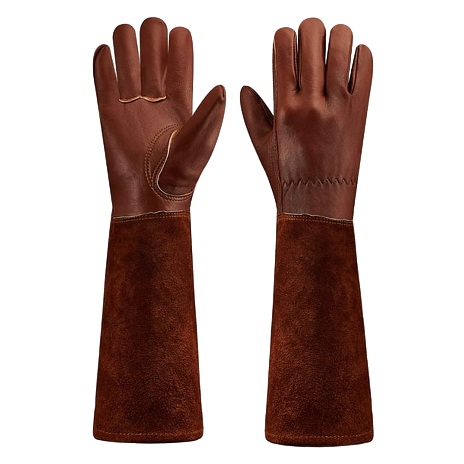 Cowhide Leather Thorn Resistant Gardening Gloves, Long Forearm Gauntlet ...