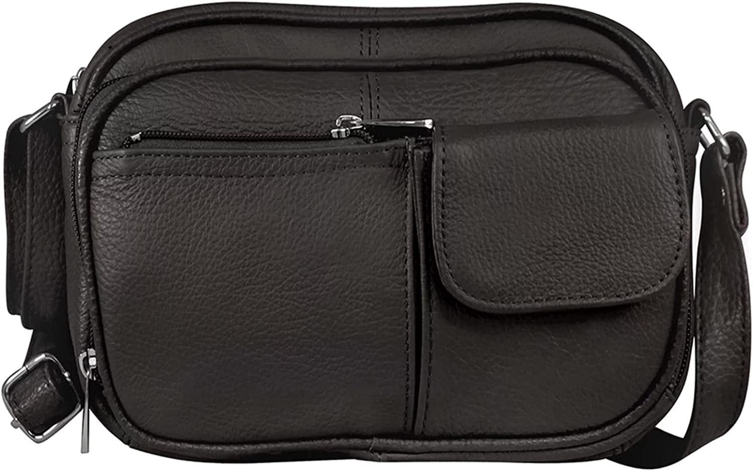 SILVERFEVER Cowhide Leather Handbag with Multi Pockets, Soft Crossbody ...