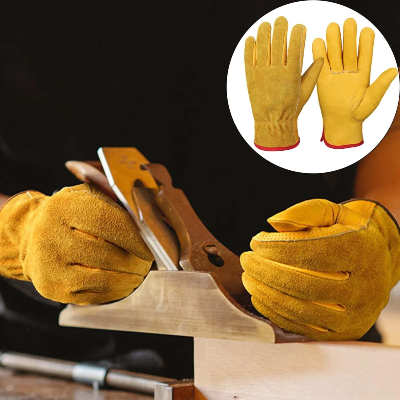 Cowhide Leather Work Gloves With Reinforced For Men & Women Rigger Glove For Driver Construction ...