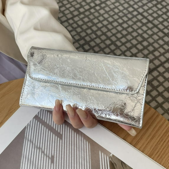 Cowhide Long Wallet Women's Fashion Coin Purse Party Dinner Clutch Cash ...