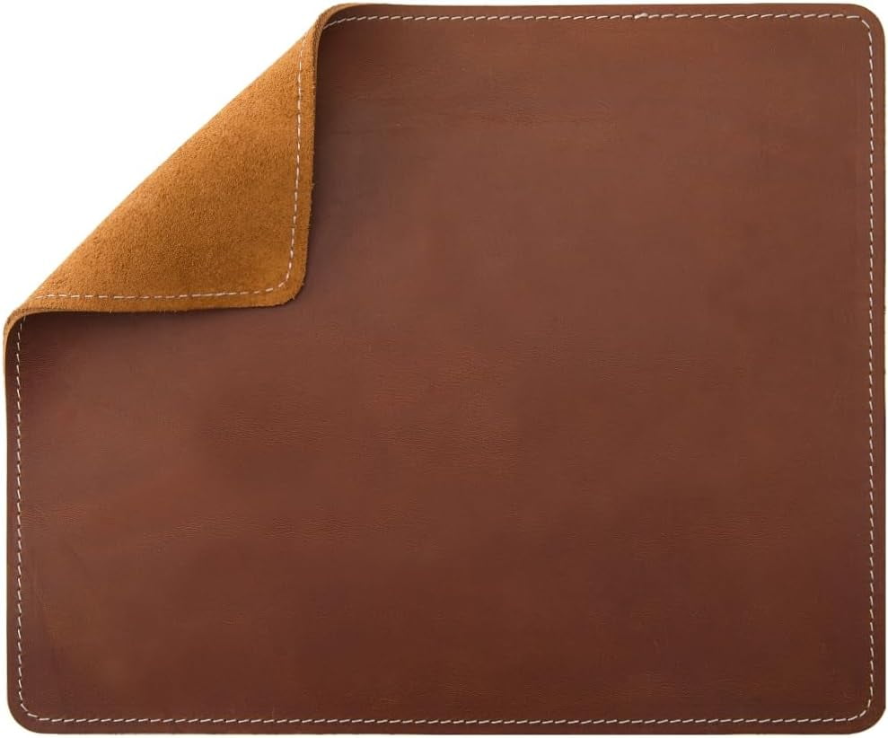 Cowhide Mouse Pad Full Grain Genuine Leather Mousepad with Stitched ...