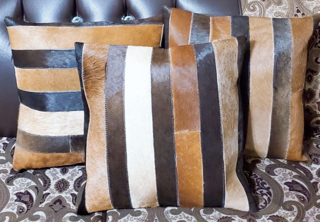 Cowhide Patchwork Cushion Covers (16 X 16 inch) | 100% Natural Hair on ...