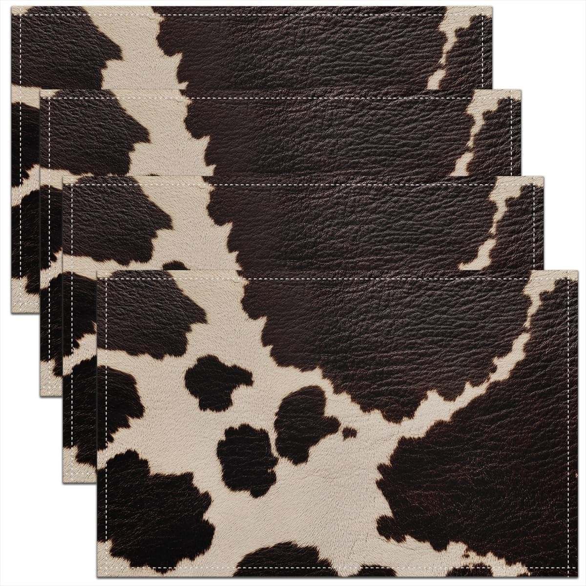 Cowhide Placemats Set of 4,Cow Fur Table Place Mats,Farmhouse Western ...