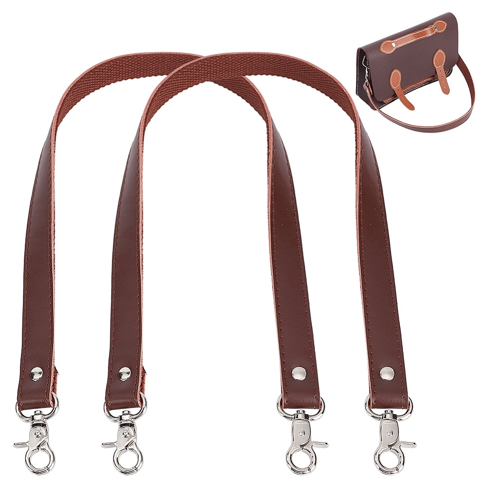 Cowhide & Polyester Bag Handles with Alloy Swivel Clasp Coconut Brown ...