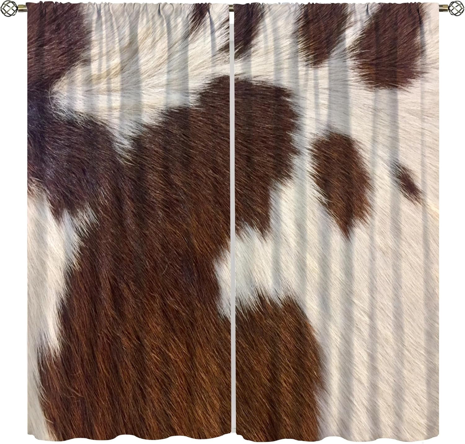 Cowhide Print Curtains,Brown Cow Printed Western Farm Rusitc Window ...