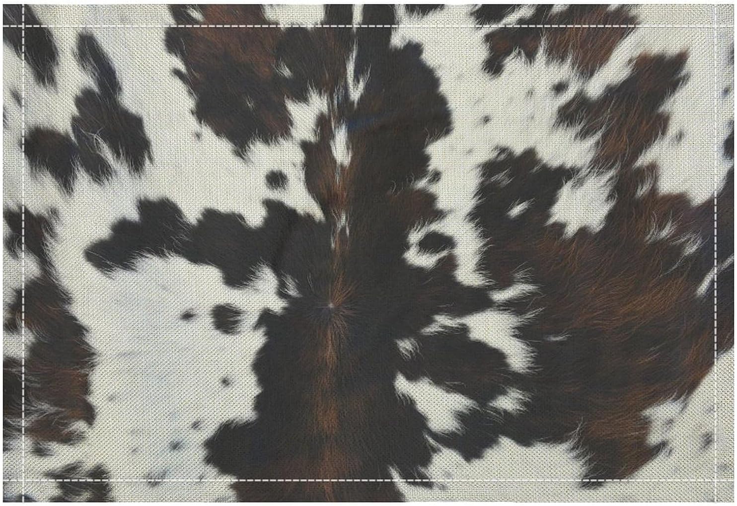 Cowhide Print Placemat Set of 6,Rustic Style Farmhouse Western Vintage ...