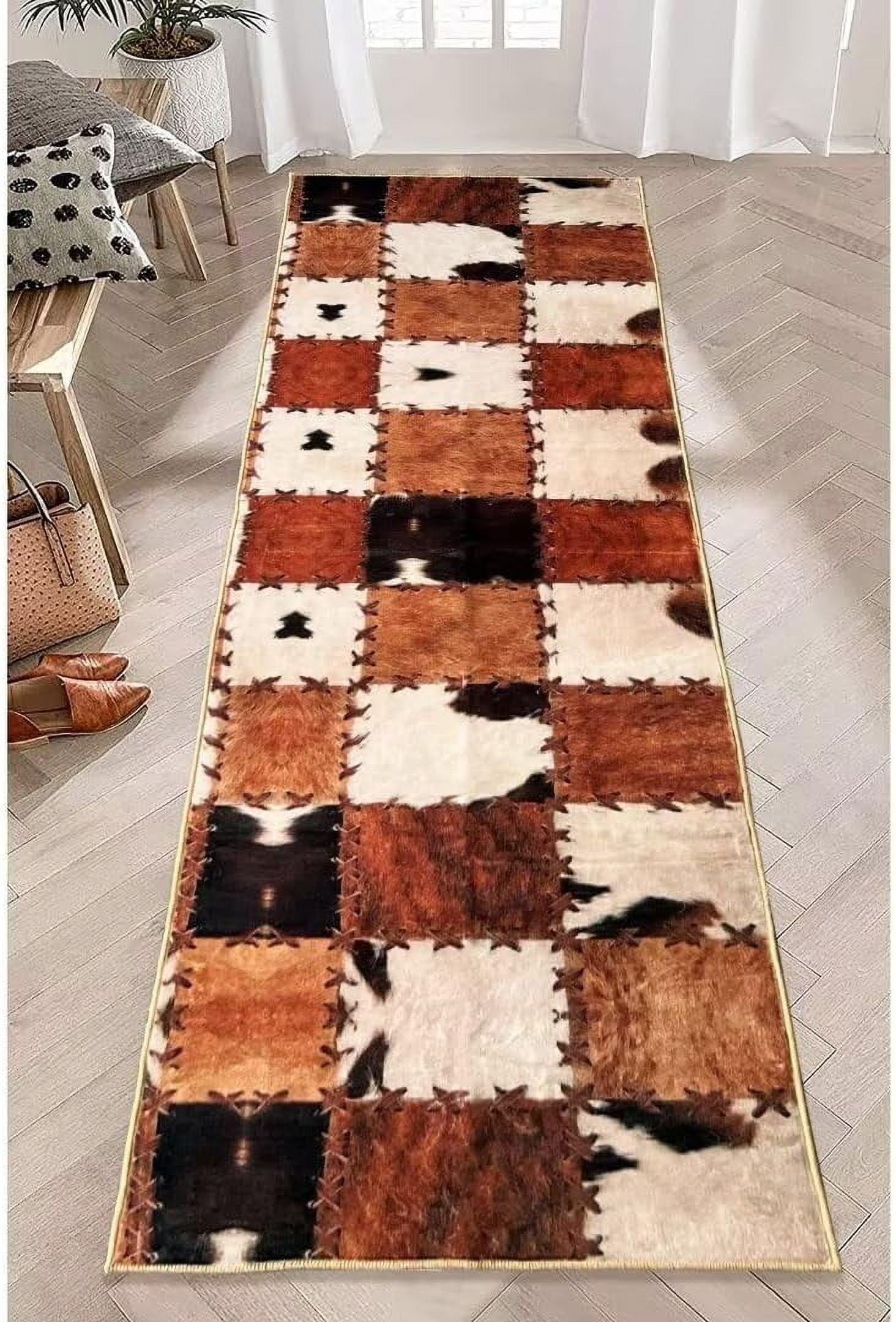 Cowhide Rug Cow Print Rug for Bedroom Western Rugs Brown Runner Rug 2x6 ...