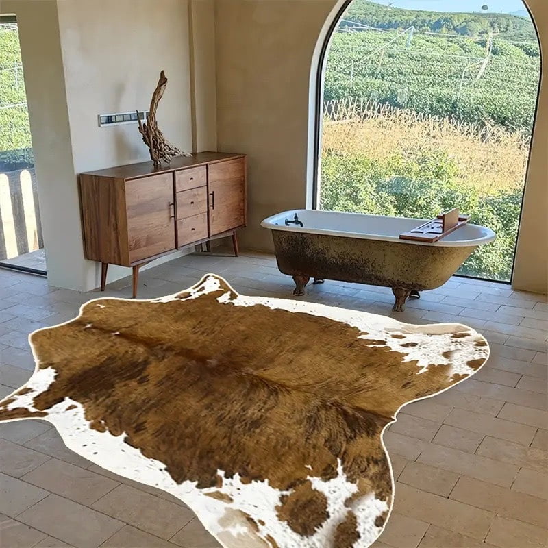 Cowhide Rug Faux CowHide，Premium Cow Print Rugs Non-Slip Area Rug ...