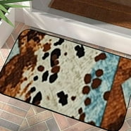 Western Rustic Brown Bath Mat Set, Farmhouse Barn Door Bull Skull ...