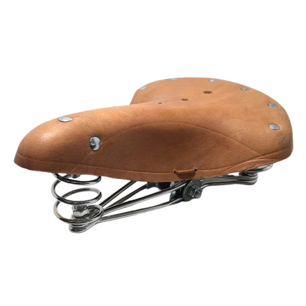 Cowhide Seat Saddle for Cruiser, Road Bike, Tou Bike, Brown With Rope ...