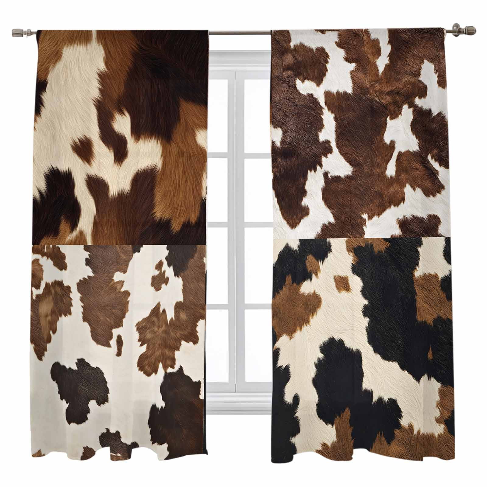 Cowhide Sheer Curtains 72 inches Long, Cow Skin Texture Abstract ...