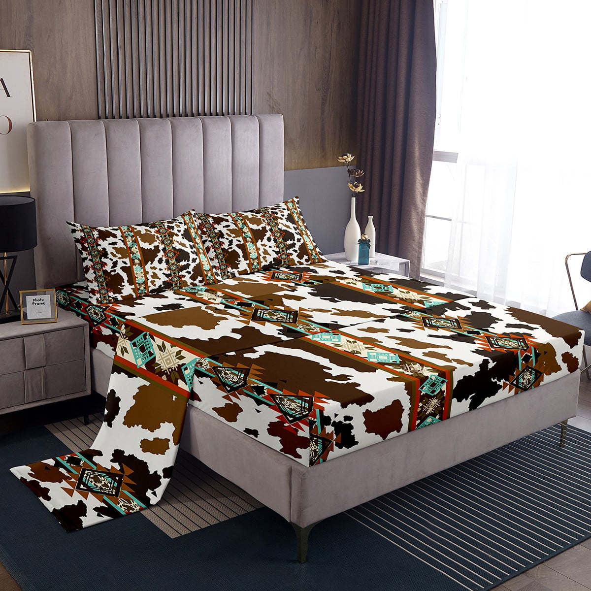 Cowhide Sheets exotic Tribal Arrow Aztec Southwestern Sheet Set Full ...