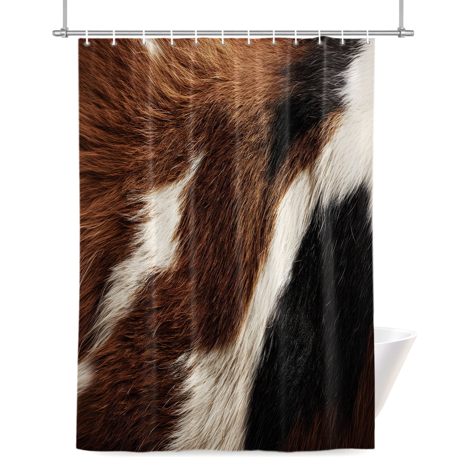 Cowhide Shower Curtains for Bathroom, Brown Black White Animal Cow Fur ...