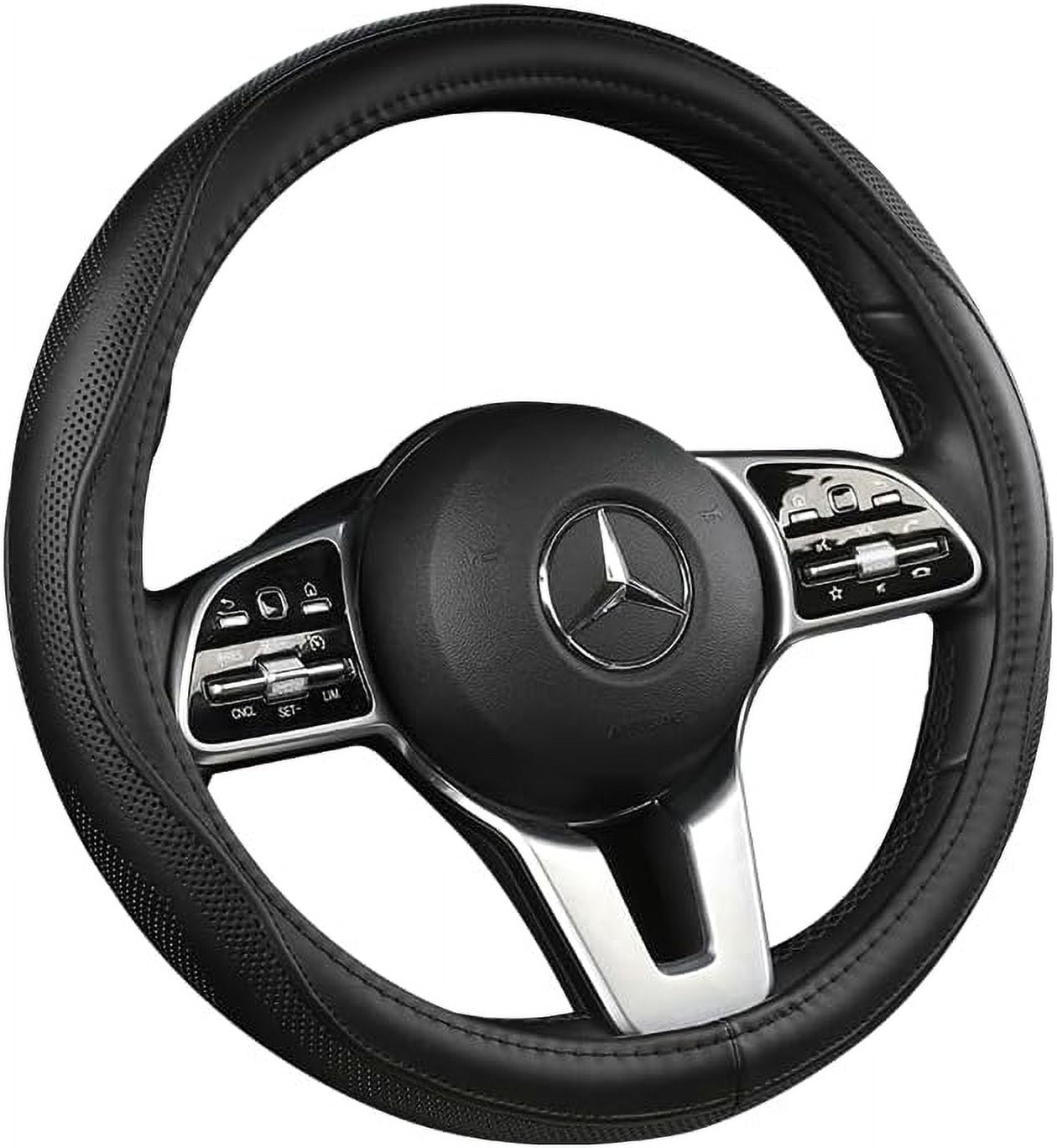 Cowhide Steering Wheel Cover Heat Resistant Anti-Slip Wheel Wrap ...
