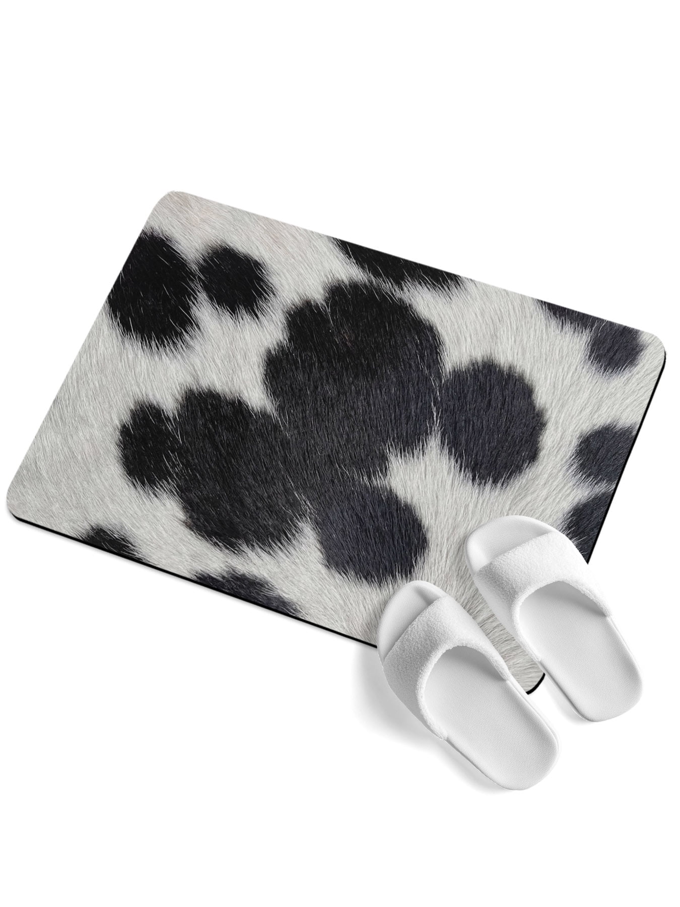 Cowhide Texture Soft Diatomaceous Earth Mat, Country Farm Cow Animal ...