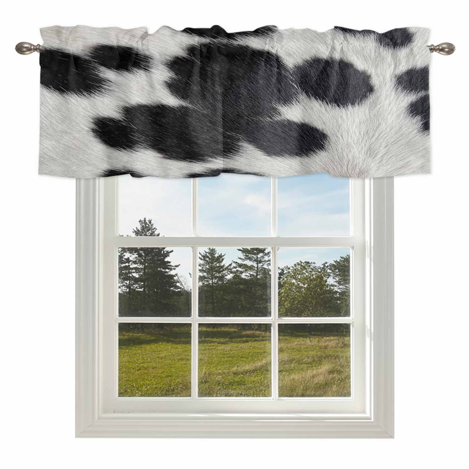 Cowhide Texture Valances for Windows, 42x12in, Country Farm Cow Animal ...
