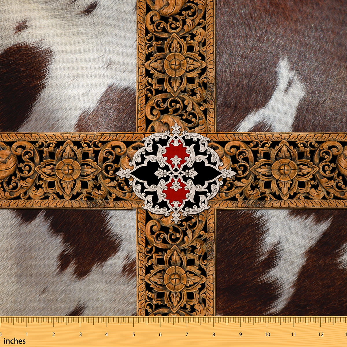 Cowhide Upholstery Fabric, Brown White Cow Skin Fabric by the Yard ...