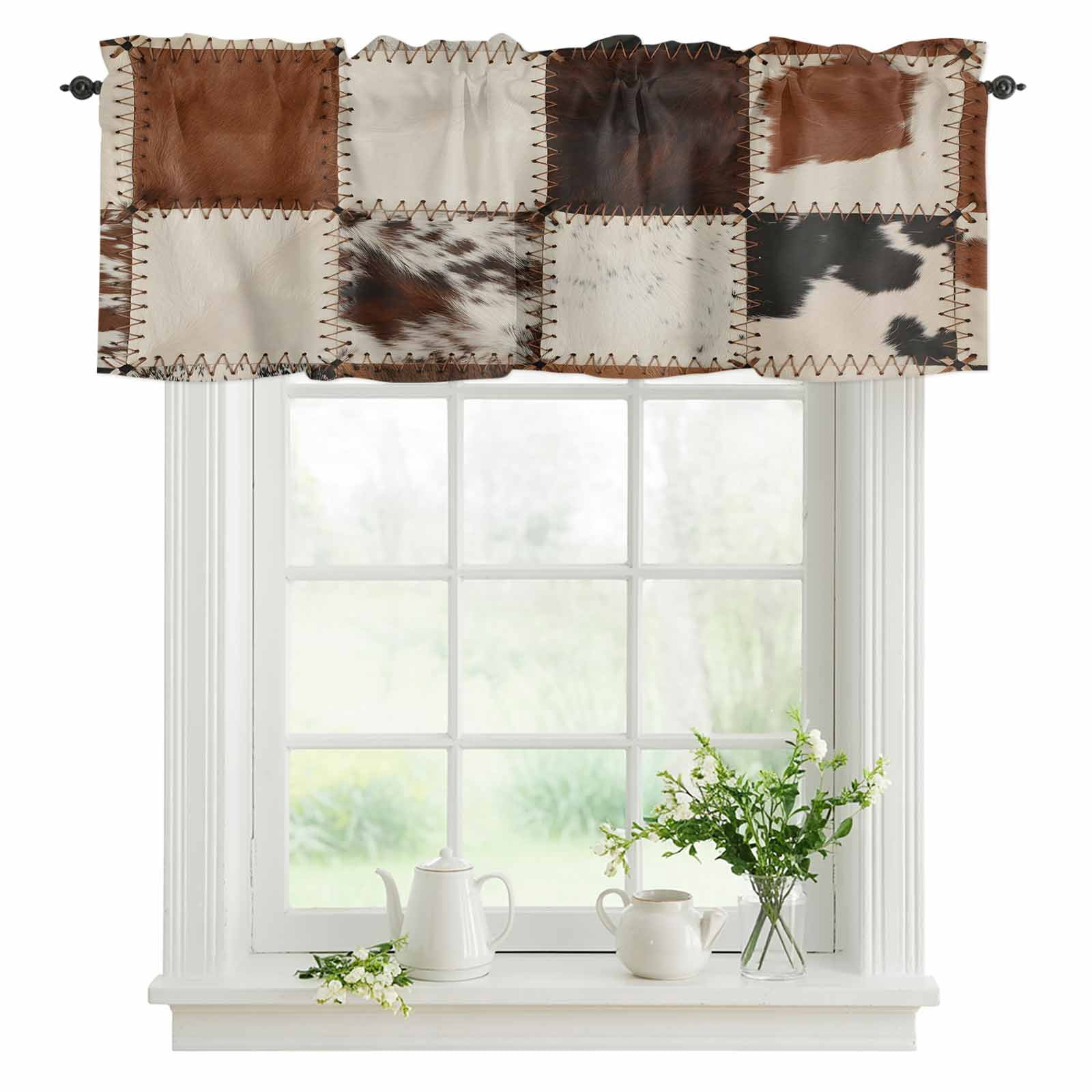 Cowhide Valances for Windows, Rod Pocket Kitchen Valance Curtains ...