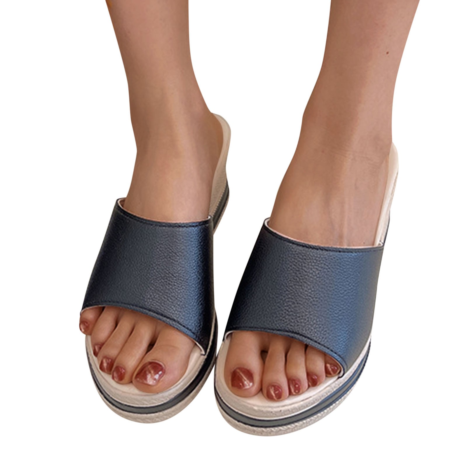 Cowhide Woven Sole Platform Wedge Resort Sandals Thick Soled Wedges ...