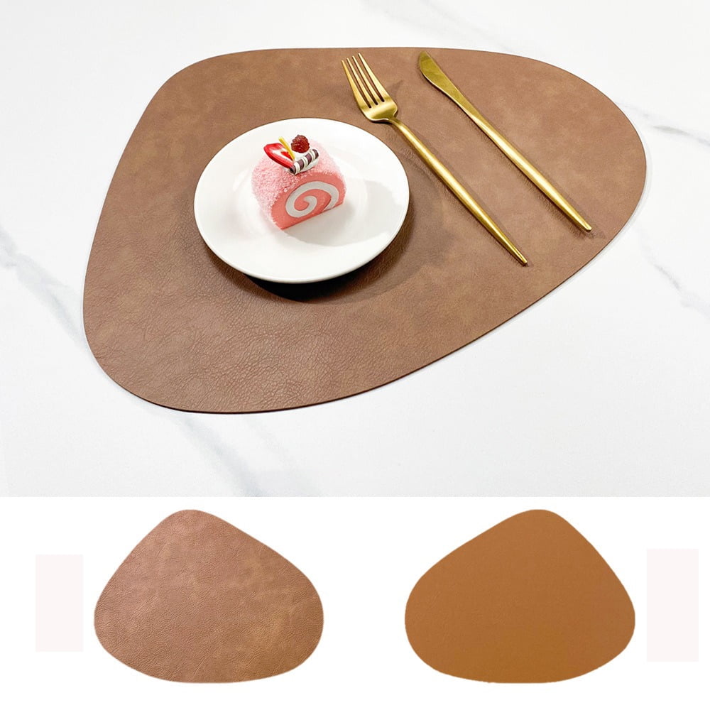 Cowhide pattern water droplet shaped leather dining mat, double-sided ...