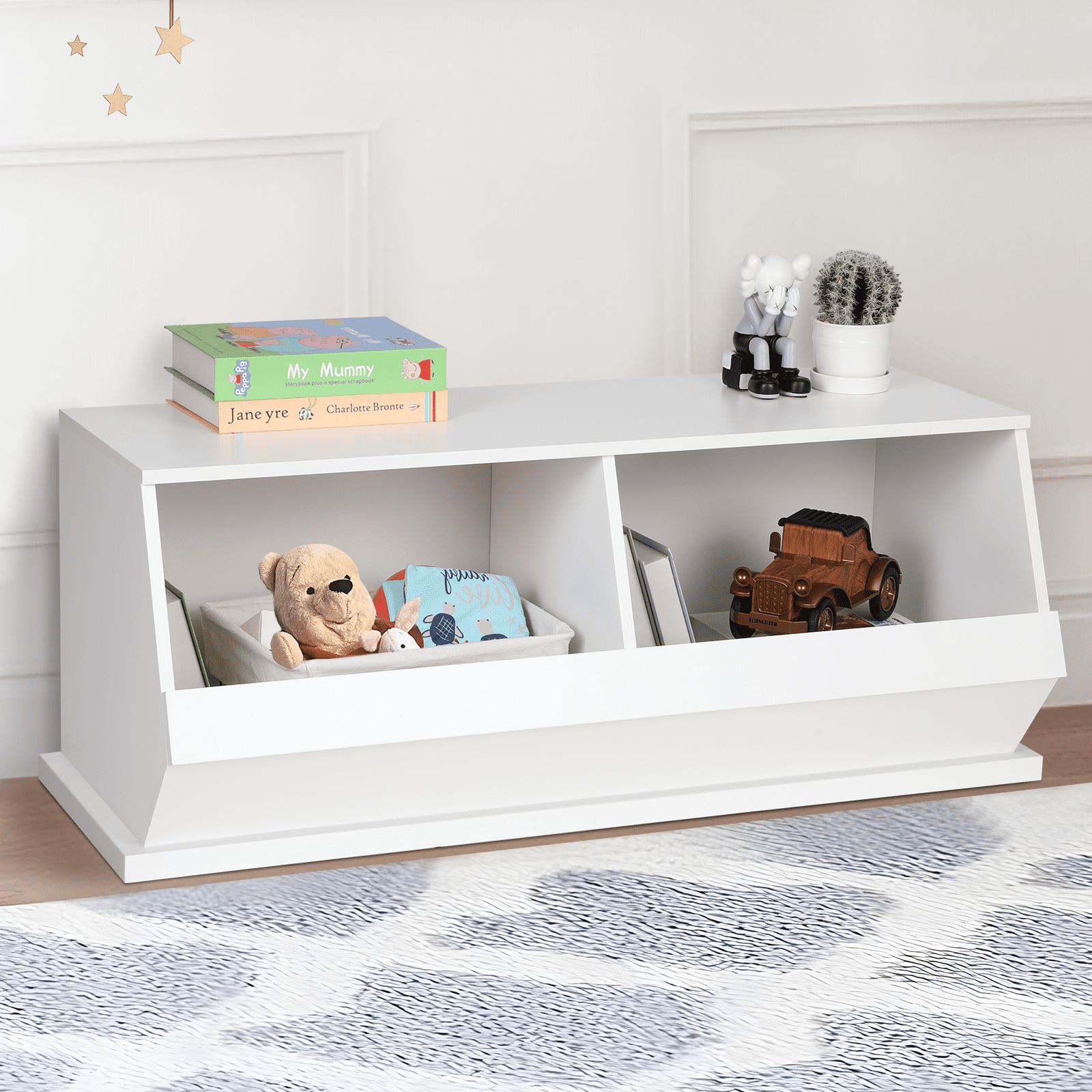 Cowiewie Kids Toy Storage Organizer 2 Bins, Toy Box Chest for Playroom ...