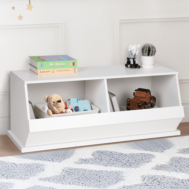 Cowiewie Kids Toy Storage Organizer 2 Bins, Toy Box Chest for Playroom ...