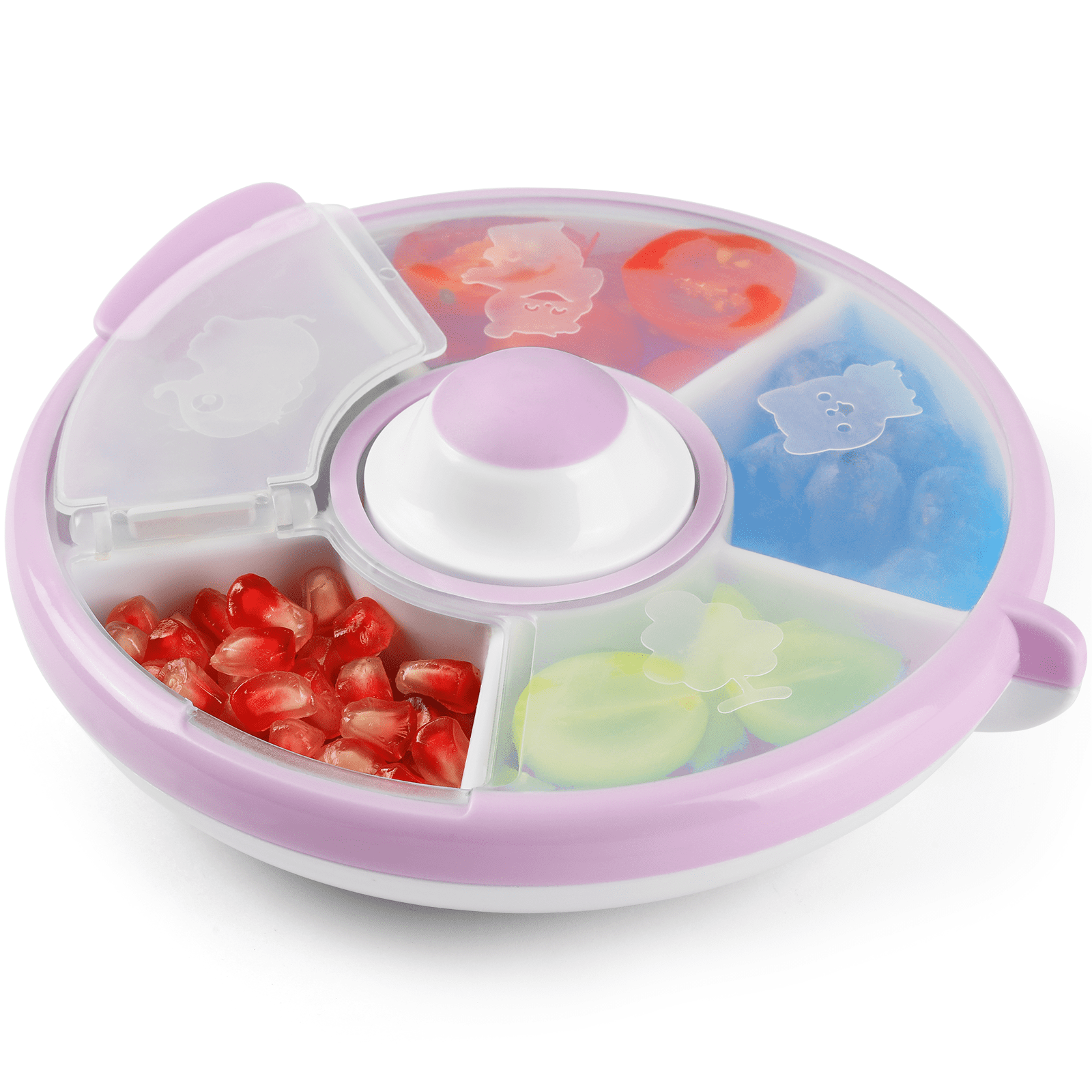 Cowiewie Kids Snack Spinner Container, 5 Compartments, Reusable ...