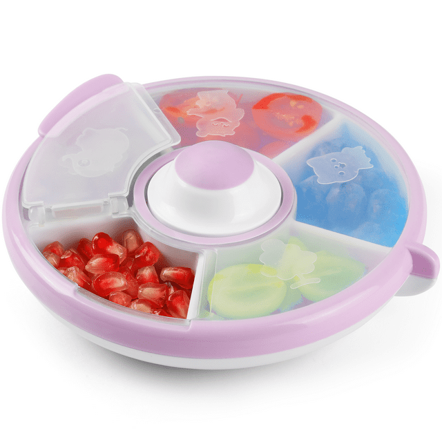 Cowiewie Kids Snack Spinner Container, 5 Compartments, Reusable ...
