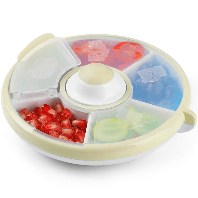 Cowiewie Reusable Snack Storage Spin Container, Toddler Travel Friendly ...