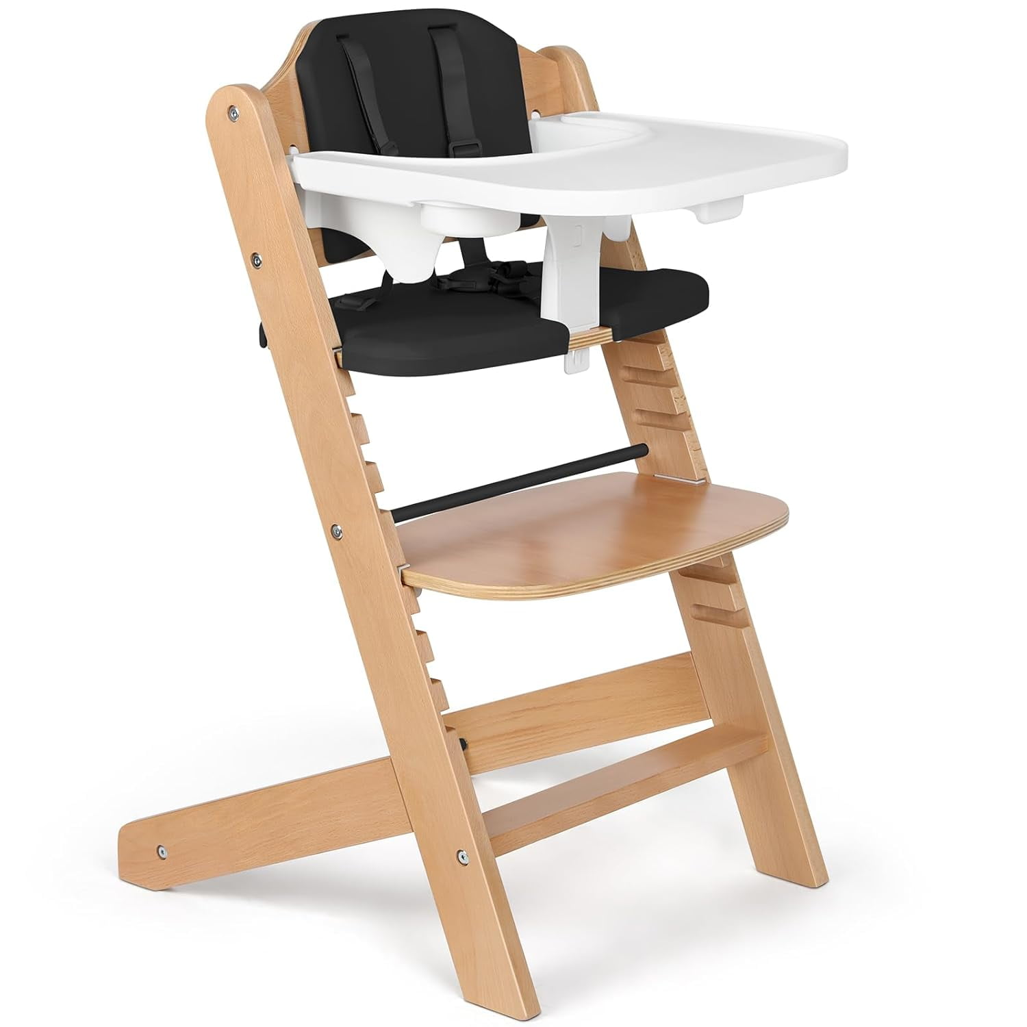 Cowiewie Wooden High Chair with Plastic Tray, Toddler Feeding High ...