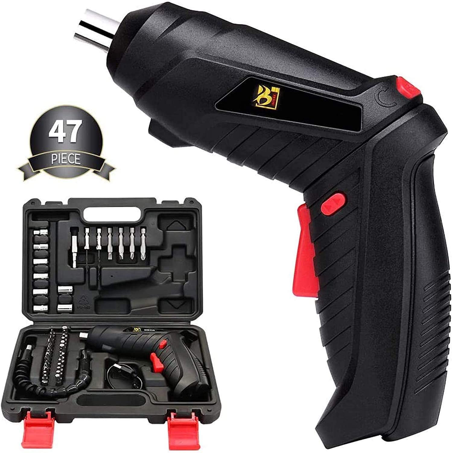 45 Pc 3.6V LED Rechargeable Pivoting Cordless Screwdriver Set by ...