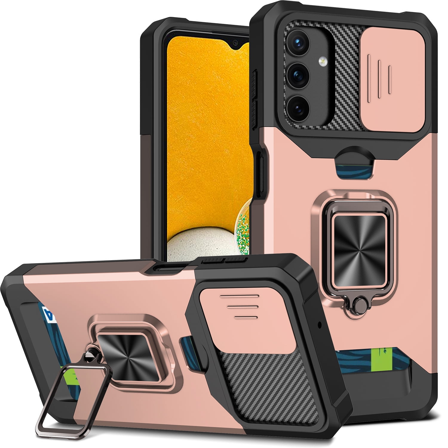 Cowithday for Samsung Galaxy A25 Case with Card Holder Ring Kickstand ...