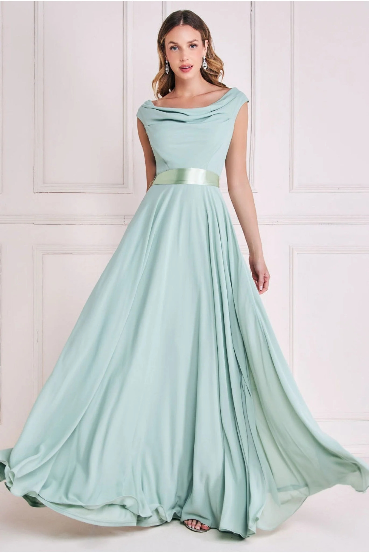Long cowl Neck Shimmer Dress - Walmart.com