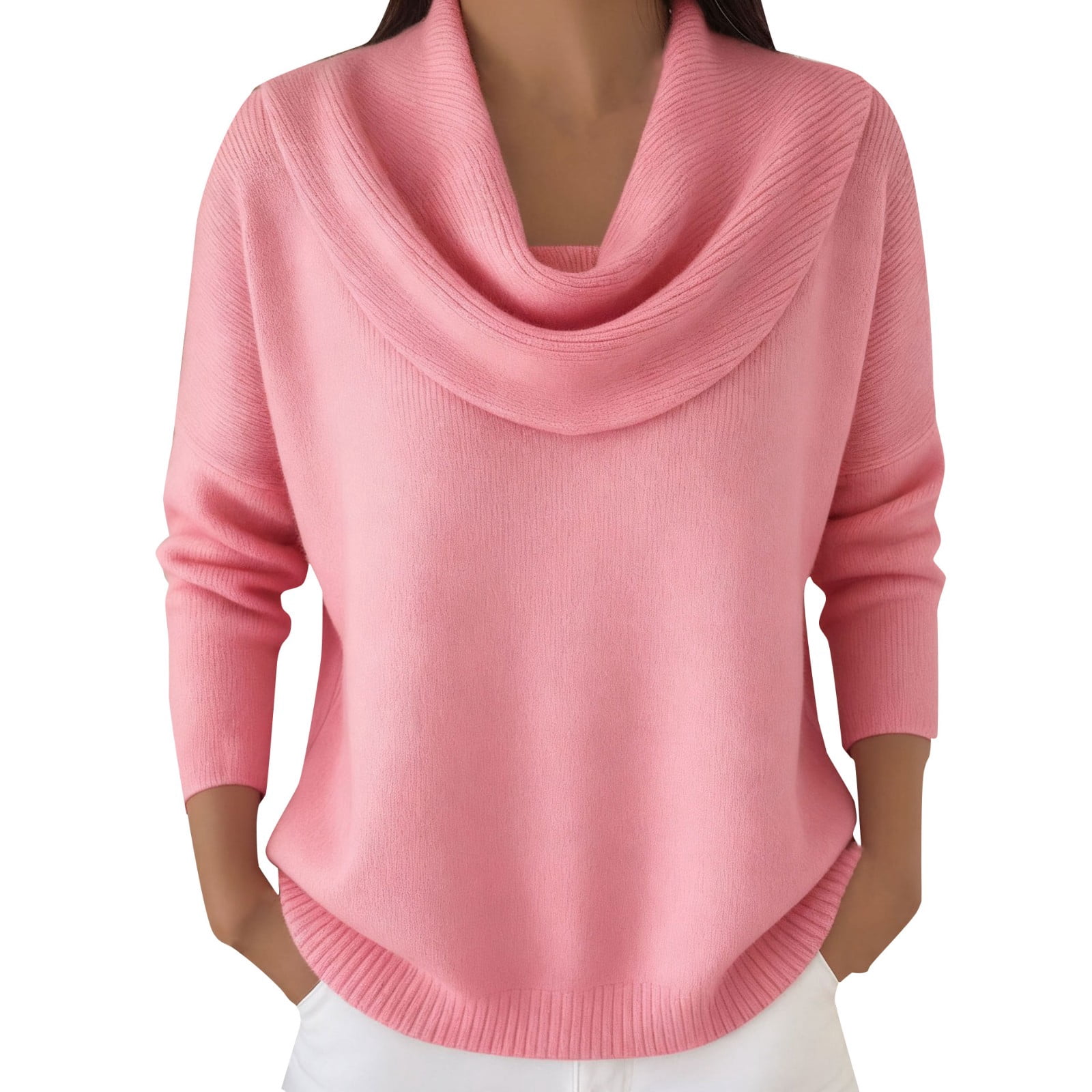 Cowl Neck Sweater for Women, Yigetop Women's Elegant Casual Sweater ...