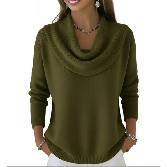 Cowl Neck Sweater for Women Chunky Kintted Sweaters Casual Long Sleeve Pullover Coats Outerwears ...