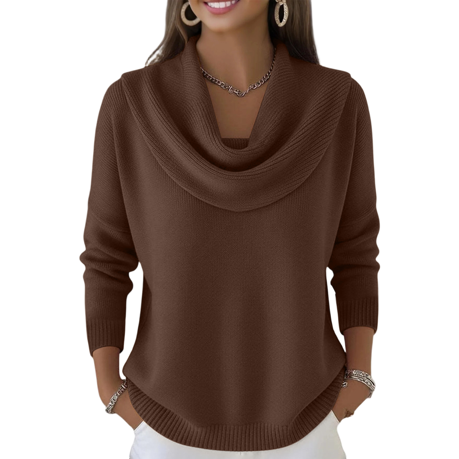 Cozy Sweaters for Women Knitted Casual Loose Pullover Fashion Cowl Neck ...