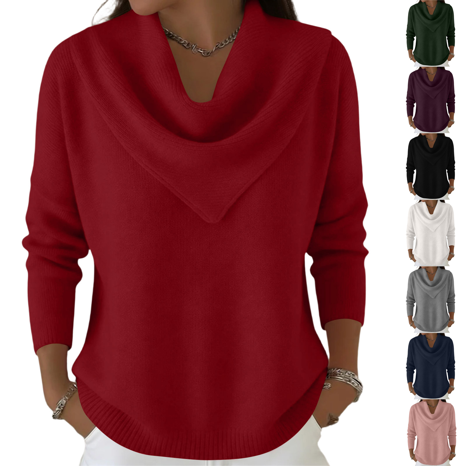 Cowl Neck Sweater for Women Quiet Luxury Cozy Knitted Sweaters Sequin ...