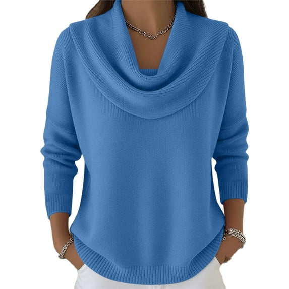 Cowl Neck Sweaters for Women Fall Winter Lightweight Long Sleeve ...