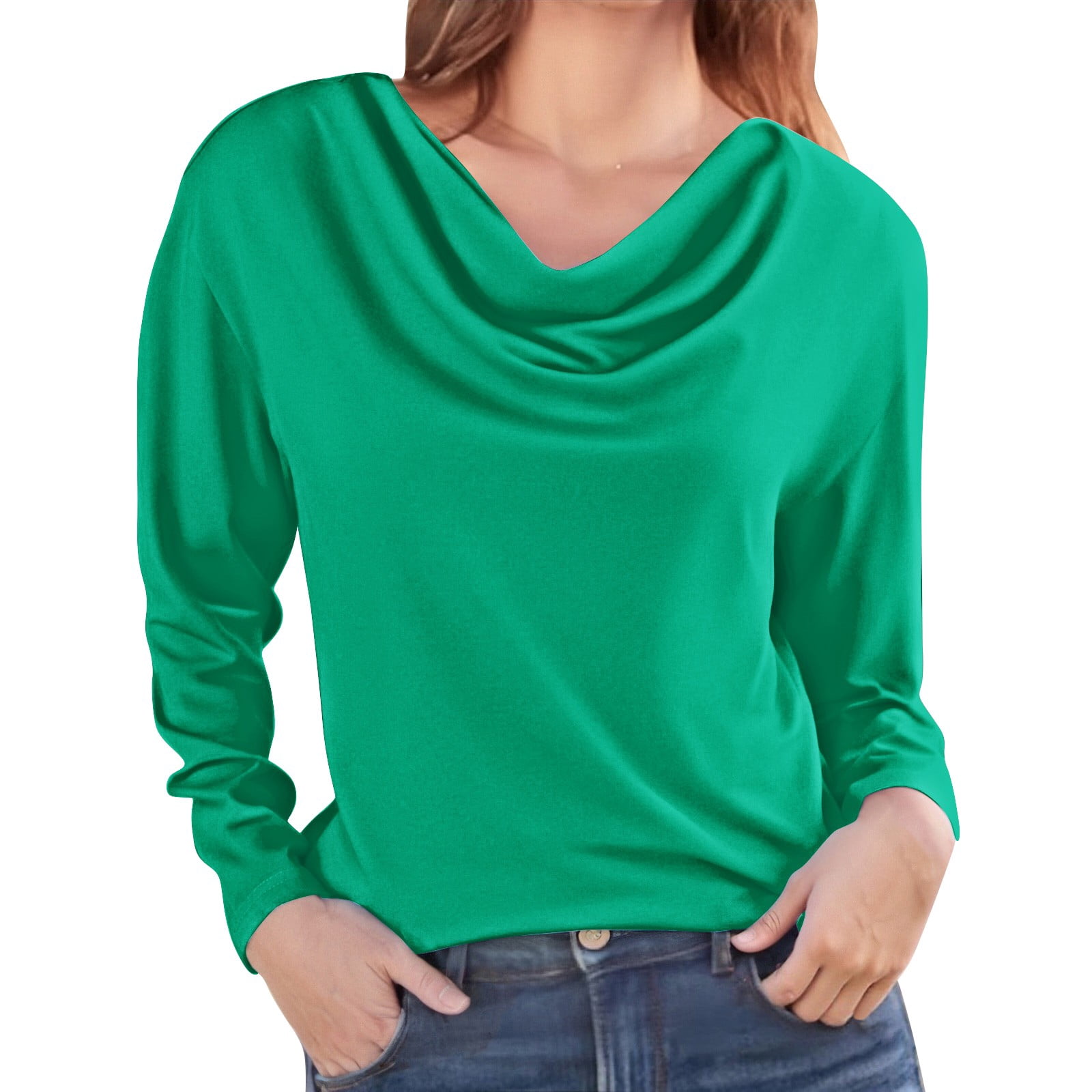 Cowl Neck Tops for Women, Yigetop Women's Long Sleeved Fashion Printed ...